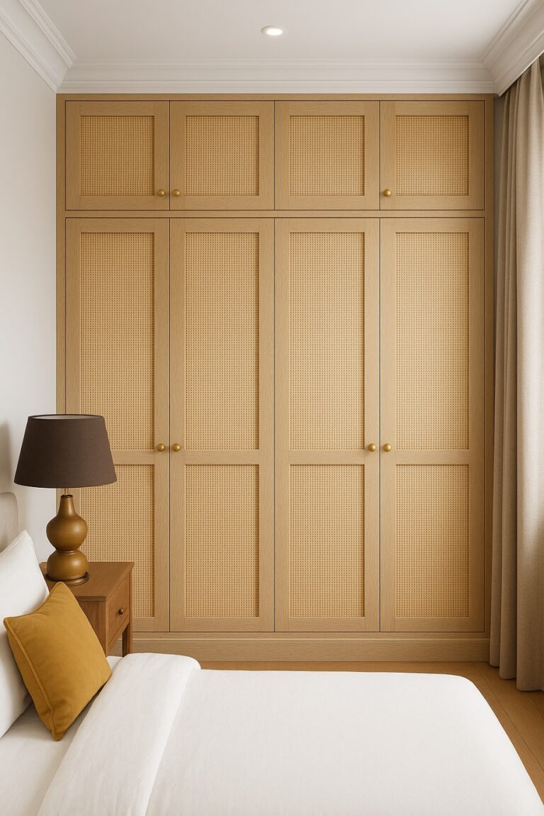 WOVEN Wardrobe Collection | Timber Frame Doors with Natural Rattan Inserts