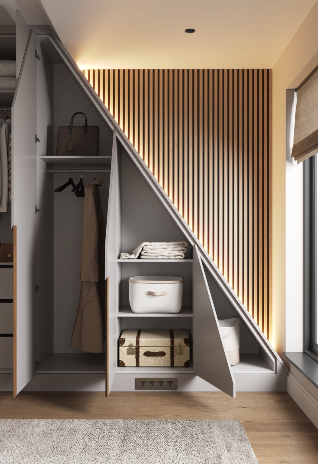 Slatted Wall Feature Wardrobe - UrbanWardrobes.co.uk