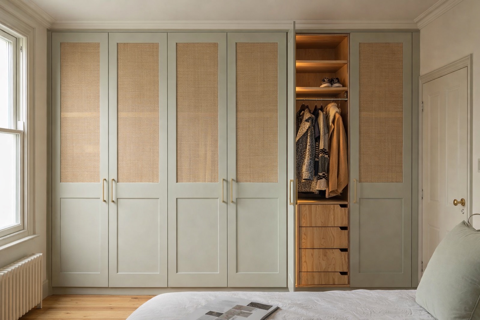 WOVEN Wardrobe Collection | Timber Frame Doors with Natural Rattan Inserts