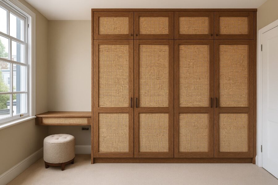 WOVEN Wardrobe Collection | Timber Frame Doors with Natural Rattan Inserts