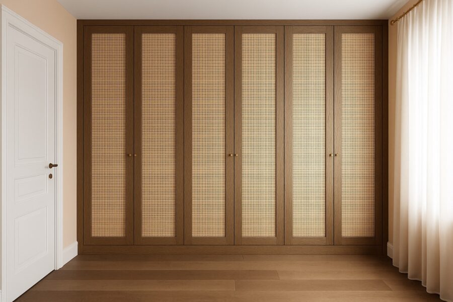 WOVEN Wardrobe Collection | Timber Frame Doors with Natural Rattan Inserts