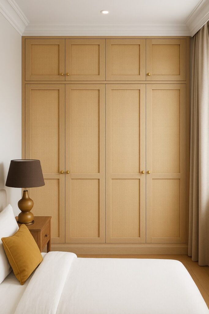 WOVEN Wardrobe Collection | Timber Frame Doors with Natural Rattan Inserts