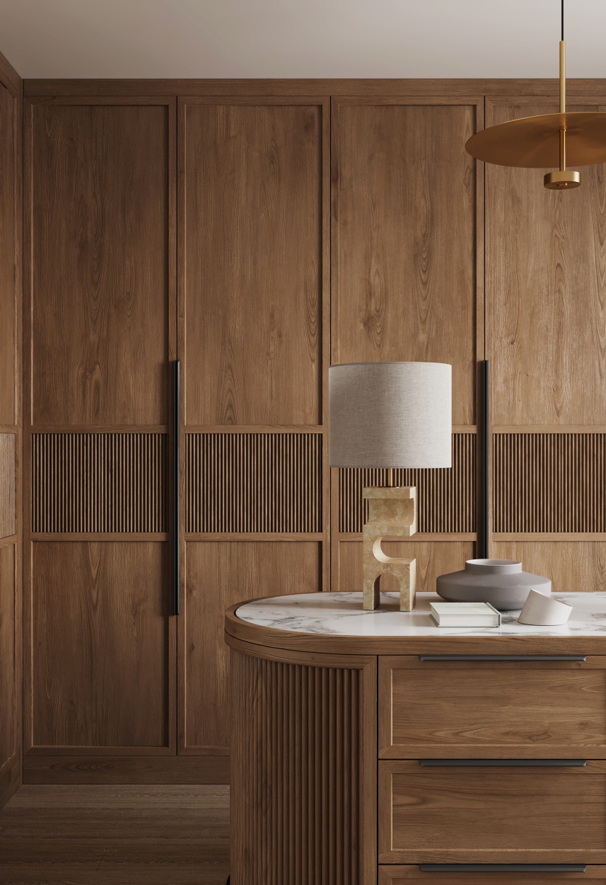 Rigato solid oak fluted reeded wood made to measure fitted bespoke ...