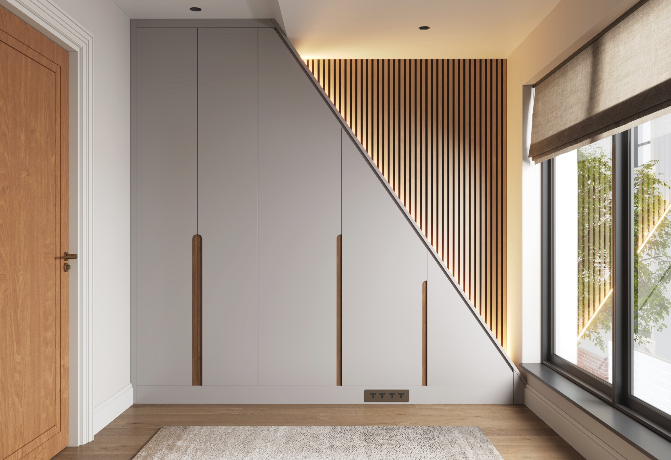 Slatted Wall Feature Wardrobe - UrbanWardrobes.co.uk