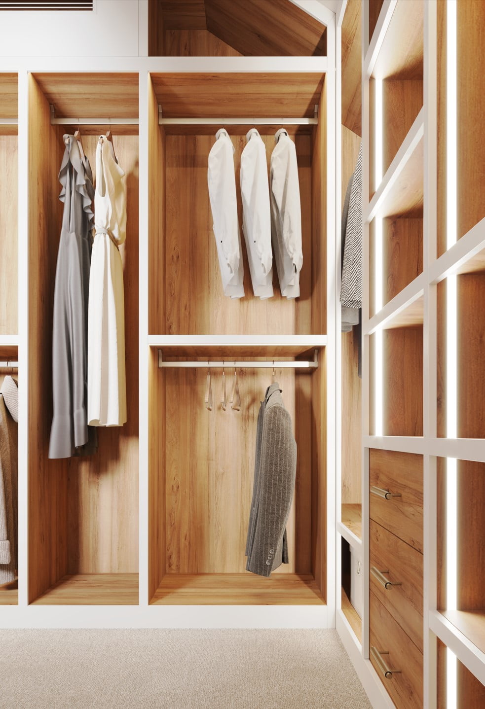 Loft room walk in wardrobe made to measure London sloping ceiling