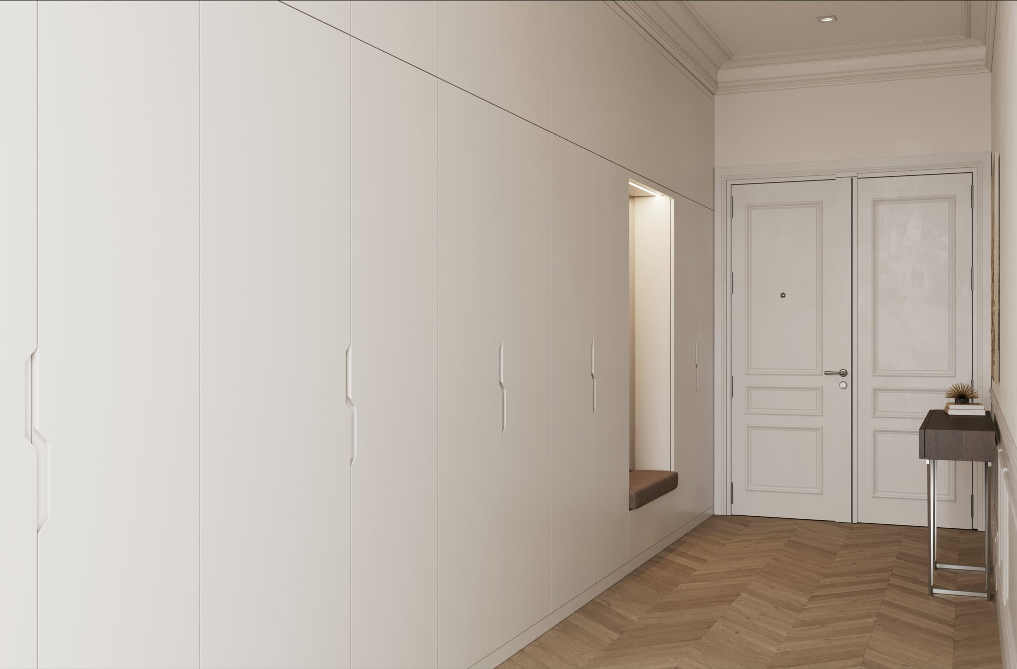 Carina - range of lacquered MDF built in wardrobes with recessed handles