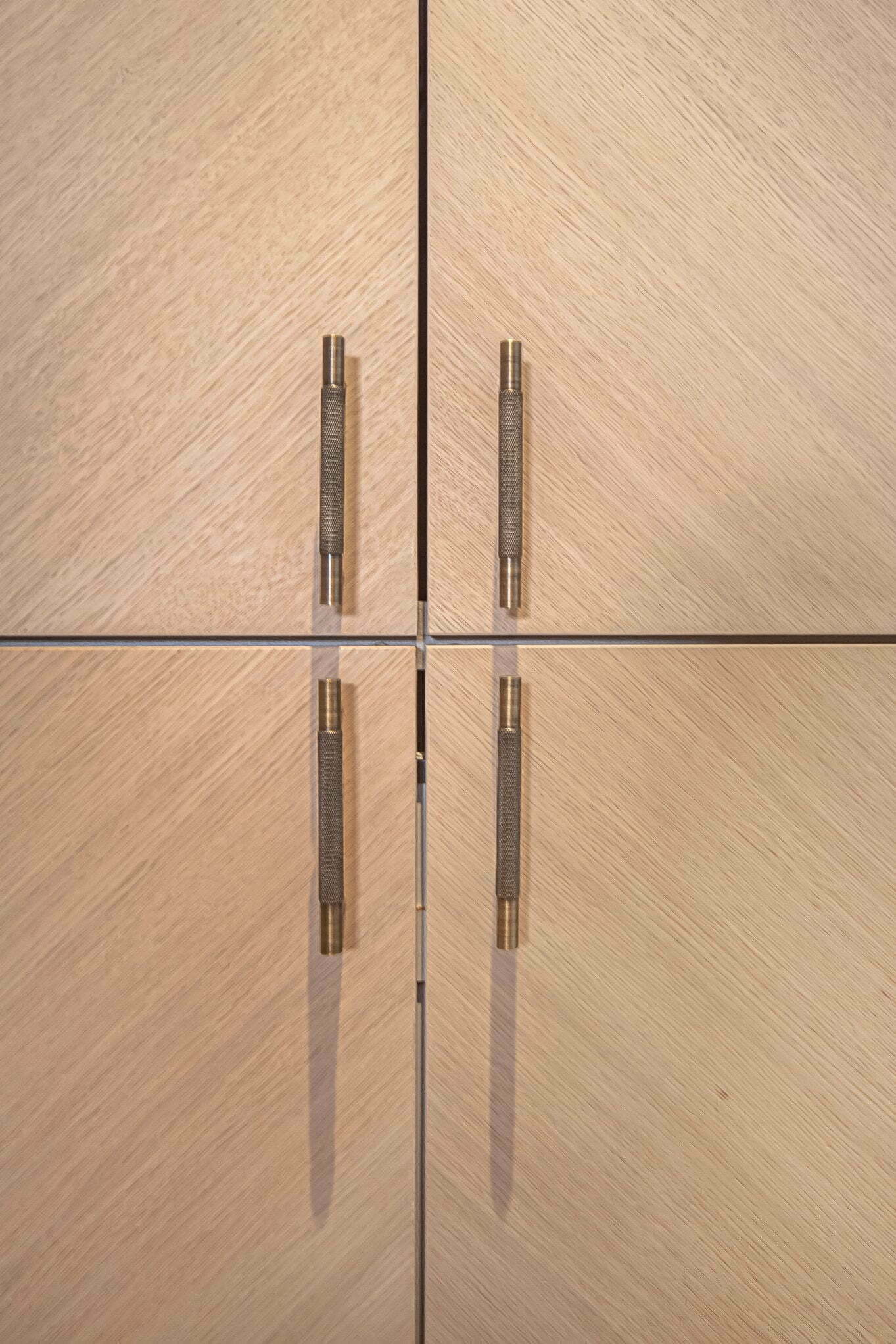 Diagonal Grain Oak Veneer exterior with brass handles and pull down ...