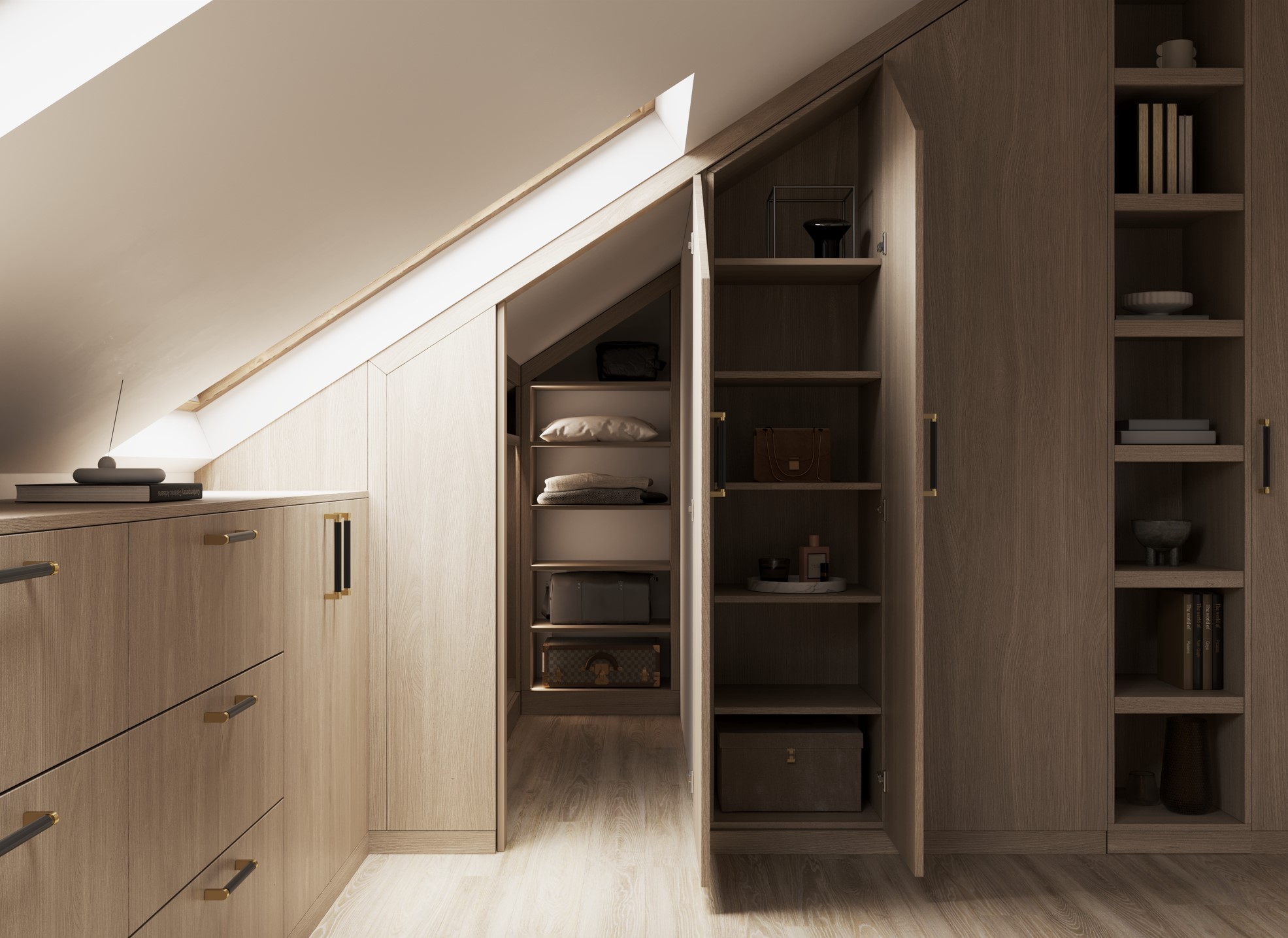 Beige Grey Lorenzo Oak fitted wardrobes for bedrooms or lofts | Urban ...