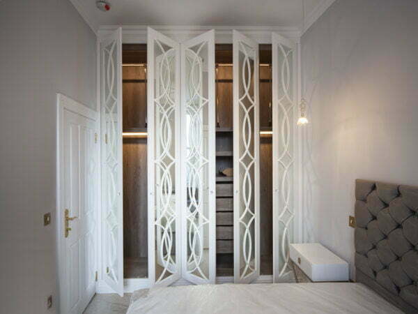 Luna circular fretwork lattice fitted wardrobe doors with mirrors London