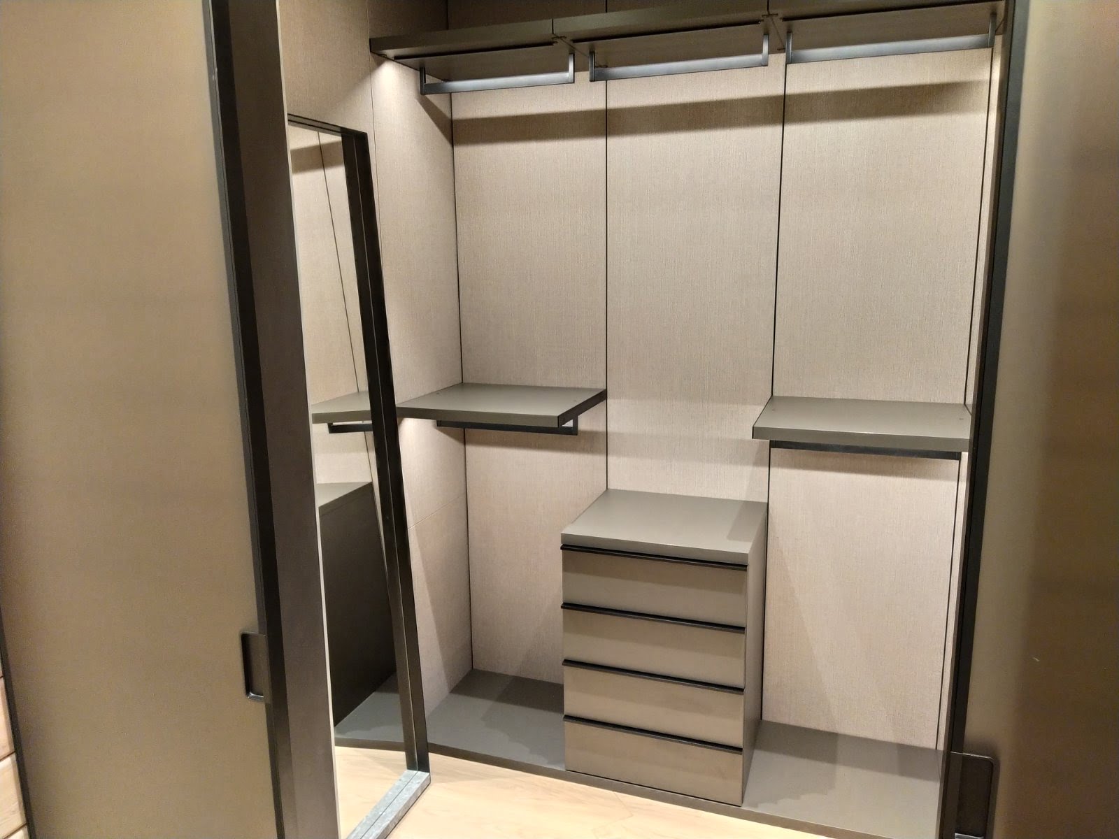Bespoke wall mounted walk in wardrobe system for dressing rooms London