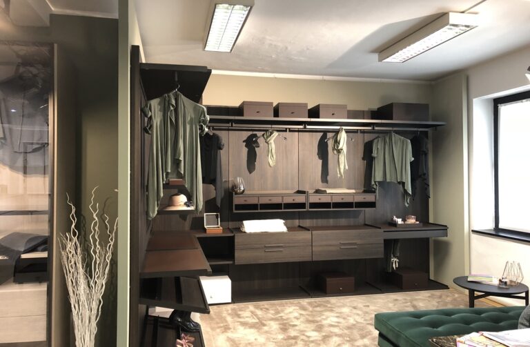 Bespoke wall mounted walk in wardrobe system for dressing rooms London