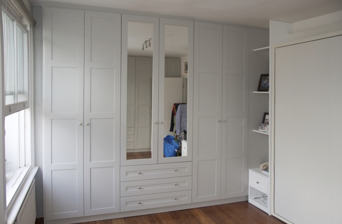 Sprayed fitted shaker style wardrobe Maida Vale London