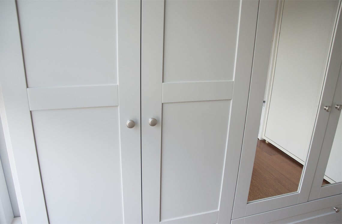 Sprayed fitted shaker style wardrobe Maida Vale London