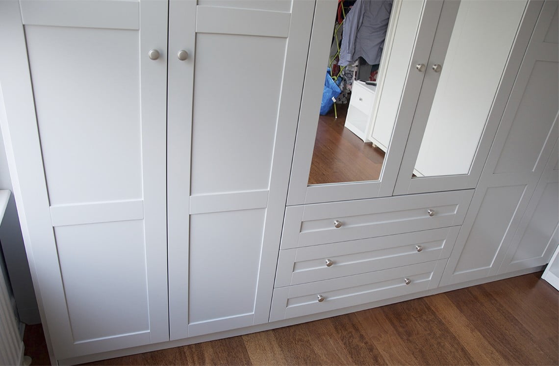Sprayed fitted shaker style wardrobe Maida Vale London