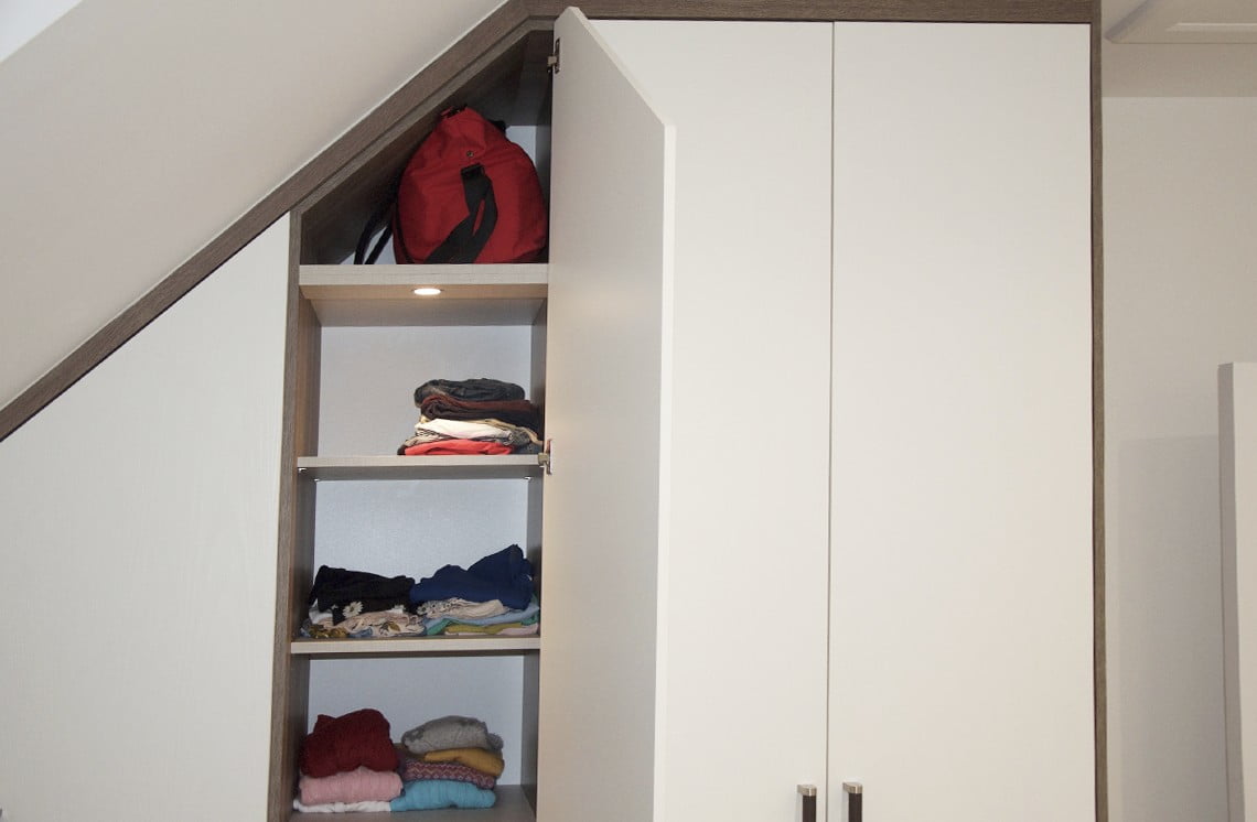 Sloping ceilings wardrobe with spray painted doors - UrbanWardrobes.co.uk