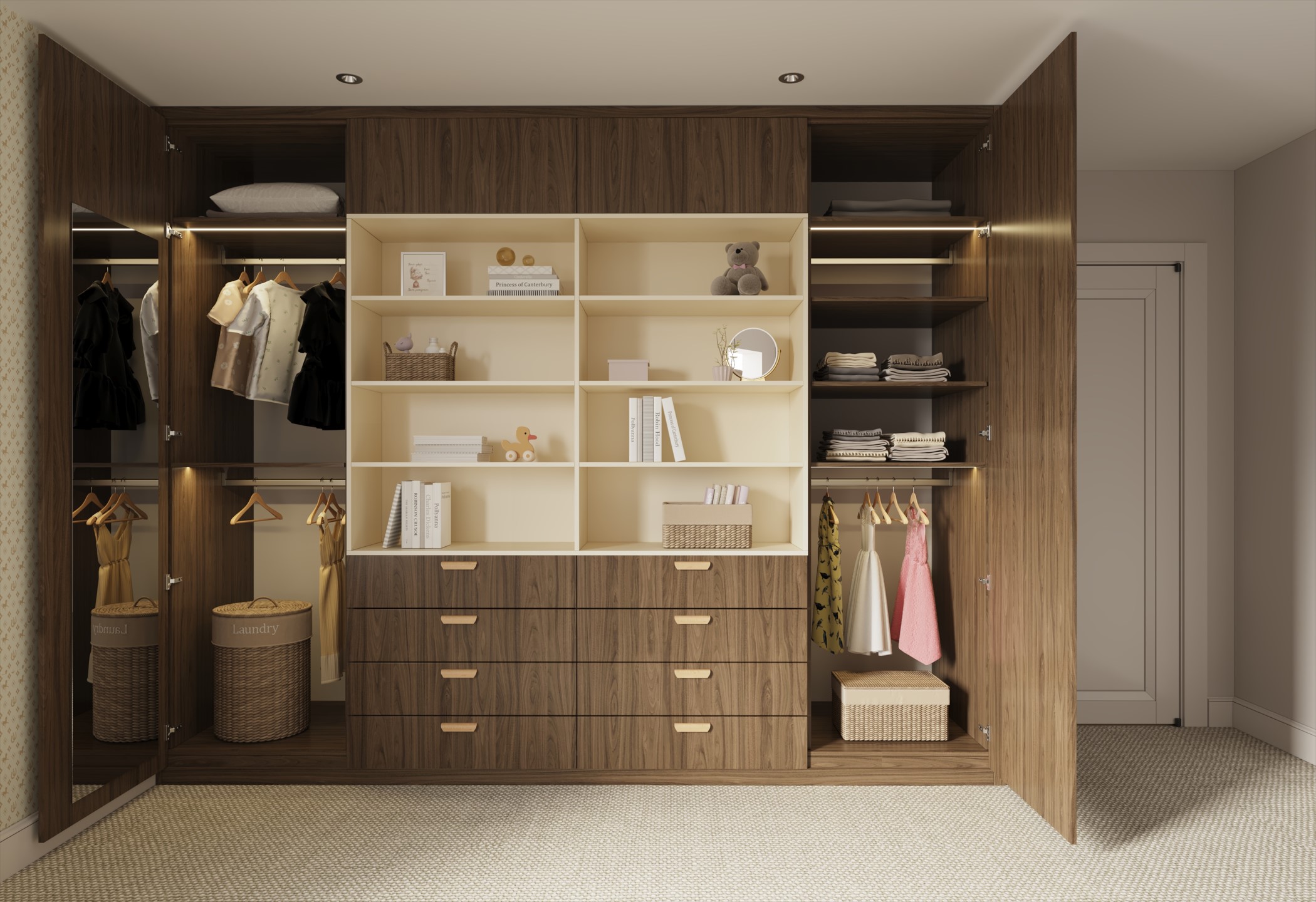 Natural Carini Walnut wardrobe, bespoke & made to measure | Urban Wardrobes