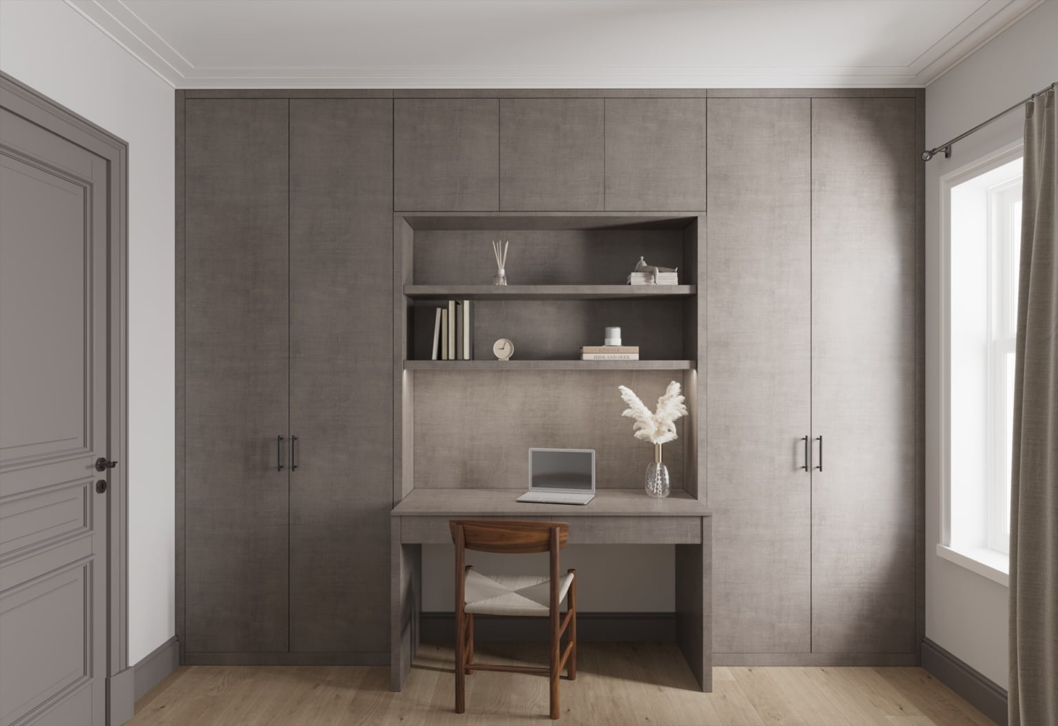 Fabric linen fitted wardrobes doors London bespoke | Urban Wardrobes