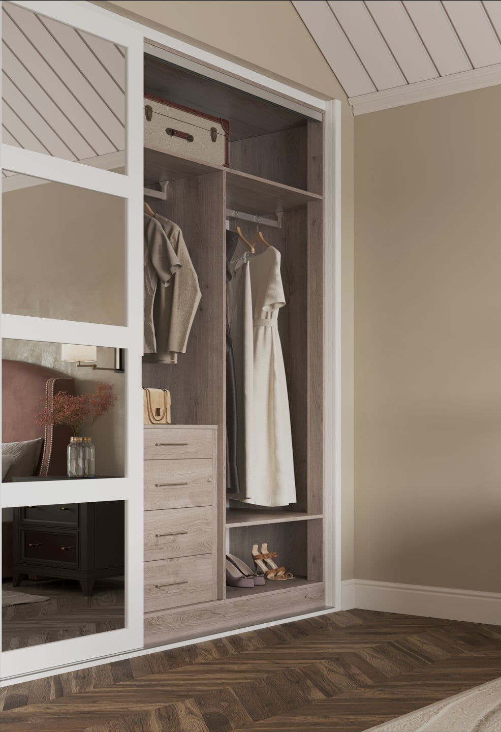 Sloping ceilings wardrobe with painted doors - UrbanWardrobes.co.uk